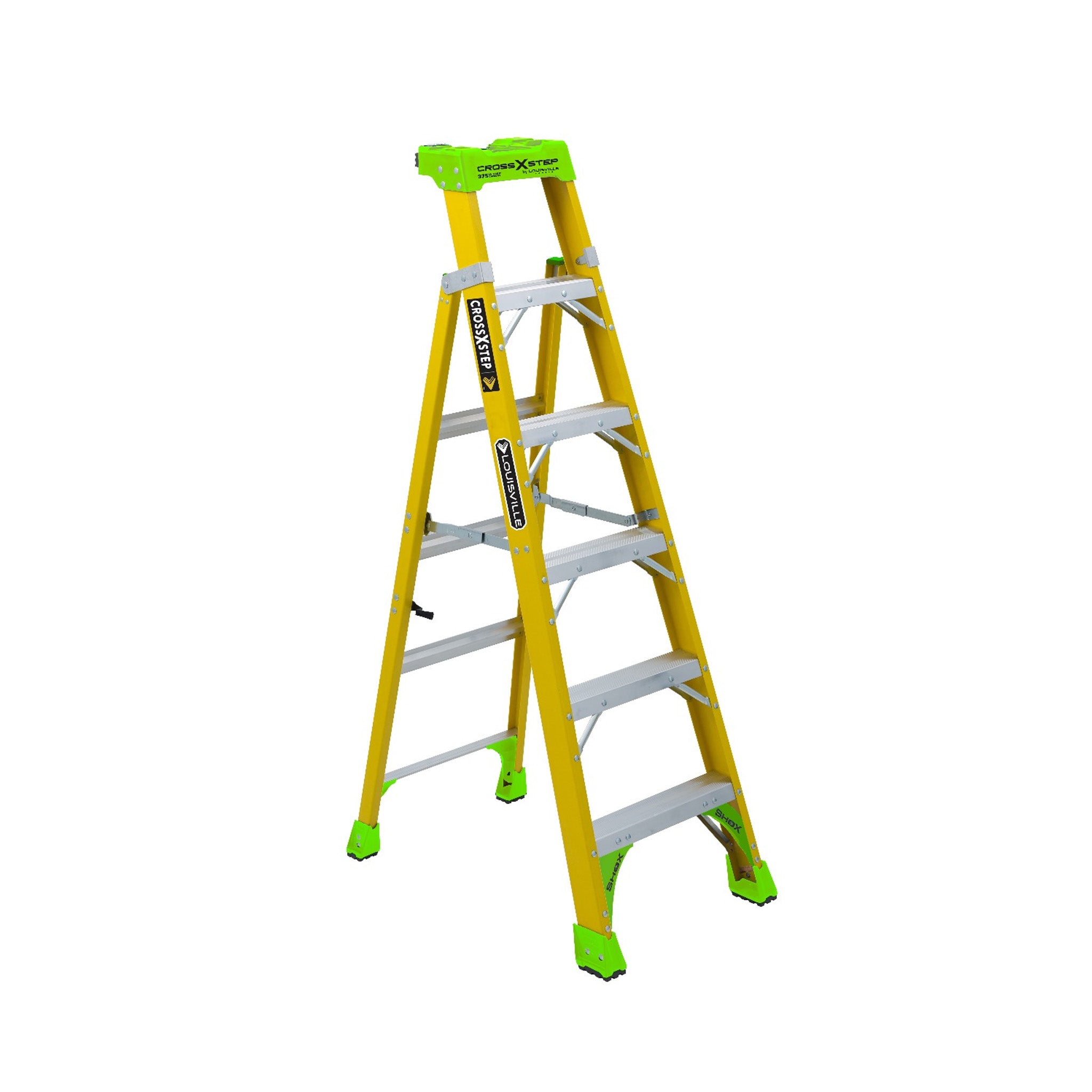 Louisville 6-foot Fiberglass Cross-Step ladder, 375-Pound Load Capacit ...