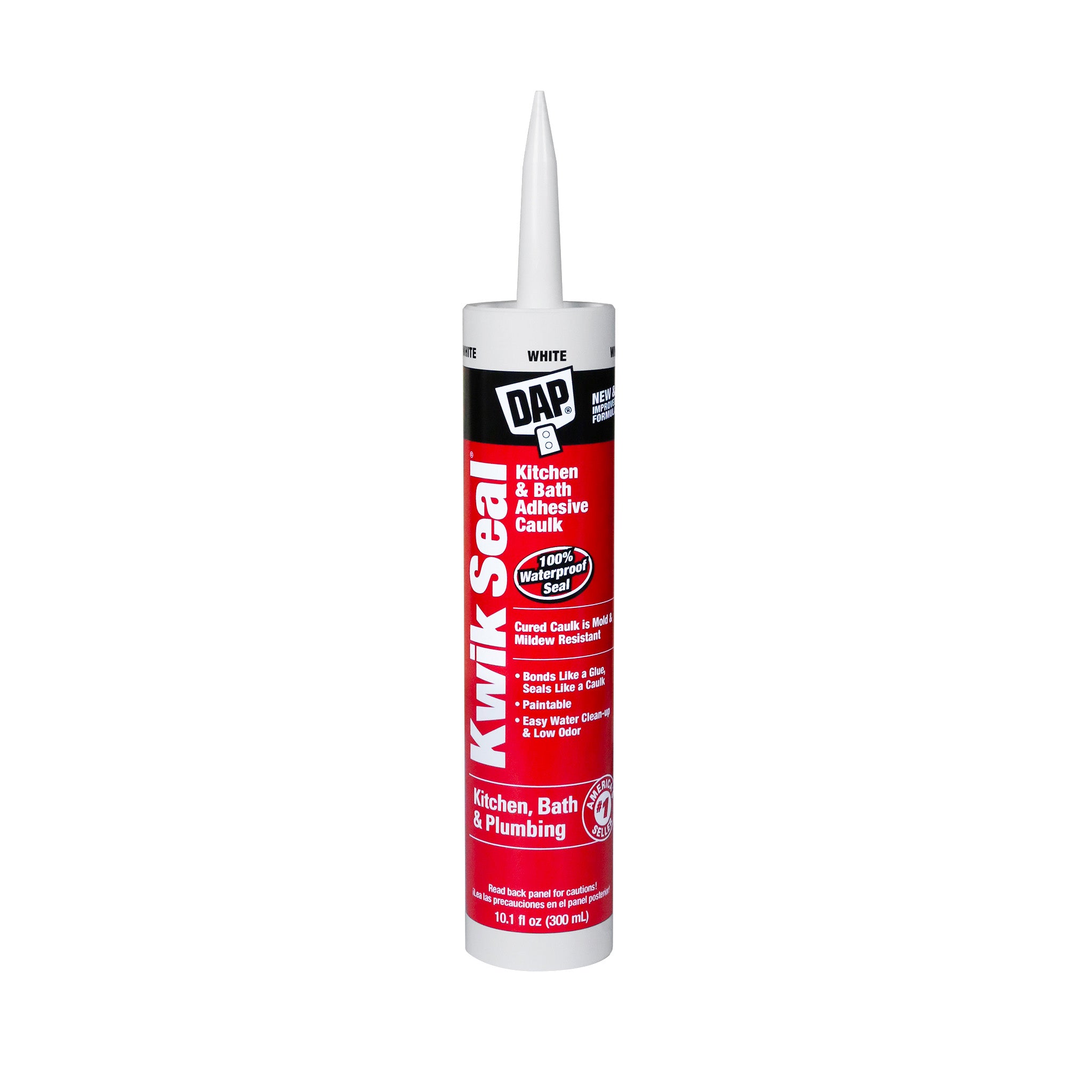 DAP Kwik Seal Kitchen & Bath Adhesive Caulk, White - 10 fl. oz. - 1800 ...